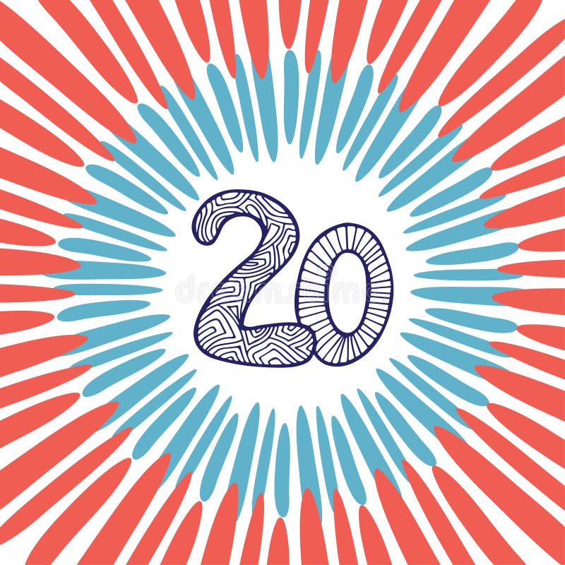 Funny Icon with Number Twenty. Vector Illustration Stock Vector ...