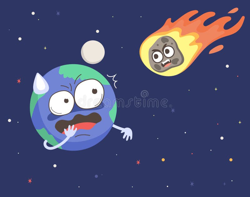Asteroid Towards Earth Vector Illustration Characters Stock Vector ...