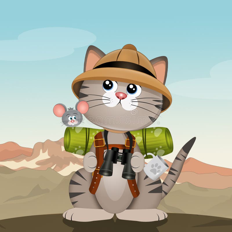 Illustration of Backpacker Traveler Cat Stock Illustration - Illustration of travel, animal ...