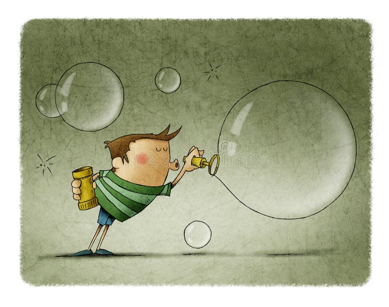 Boy Blowing Hard To Make a Big Soap Bubble Stock Illustration ... Boy Blowing Hard To Make a Big Soap Bubble Stock Illustration ...