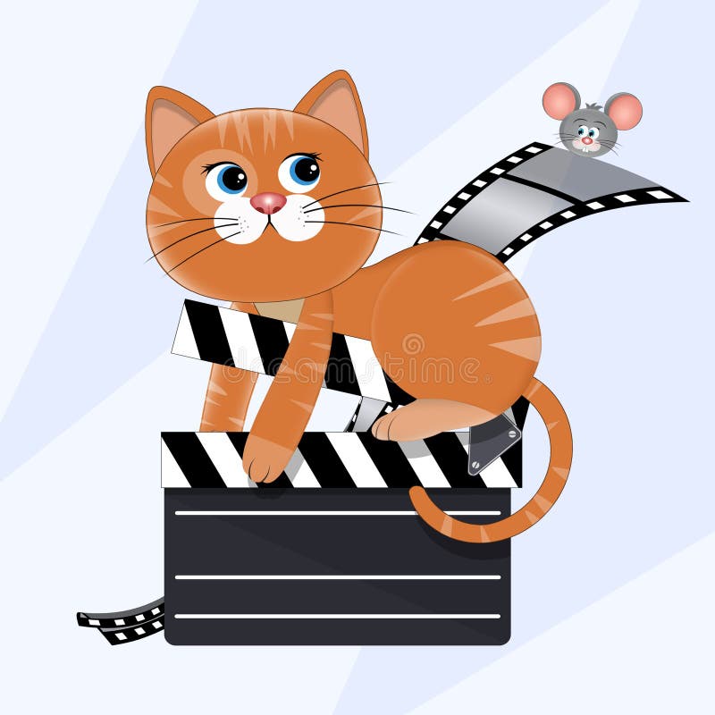 Illustration of Cat Director Stock Illustration - Illustration of reel ...