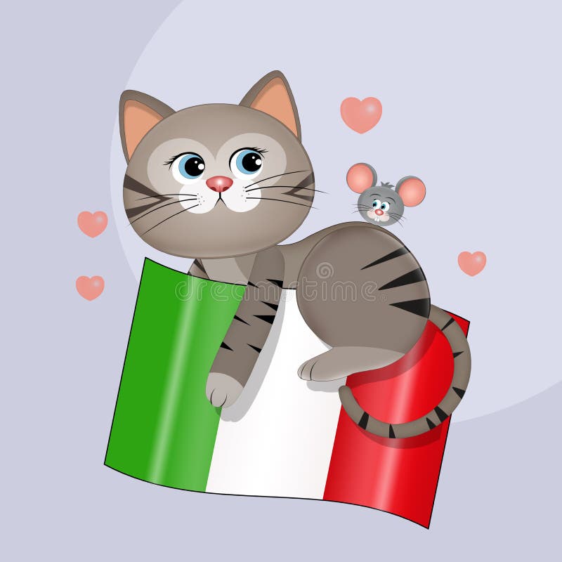 Illustration of Cat on Italian Flag Stock Illustration - Illustration ...