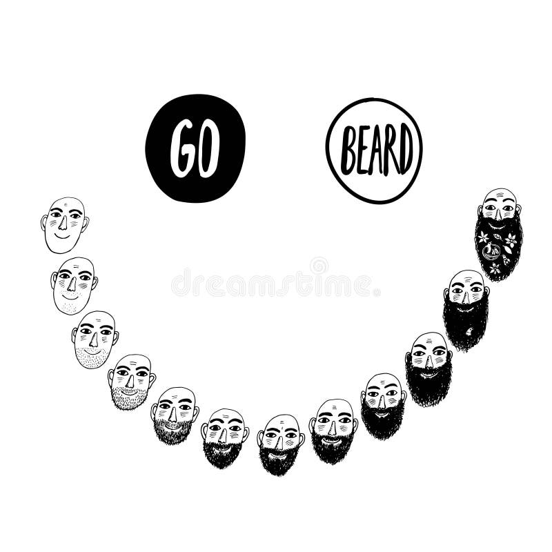 Funny Illustration with Growing Beard Stock Illustration - Illustration ...