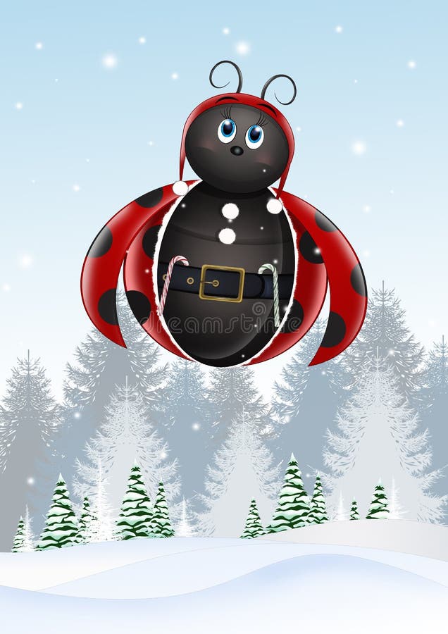 Ladybug at Christmas stock illustration. Illustration of frozen - 34432214