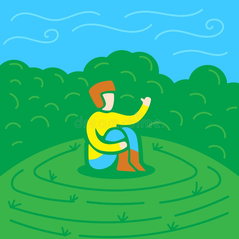 Funny Illustration of a Man in a Clearing Stock Vector - Illustration ...