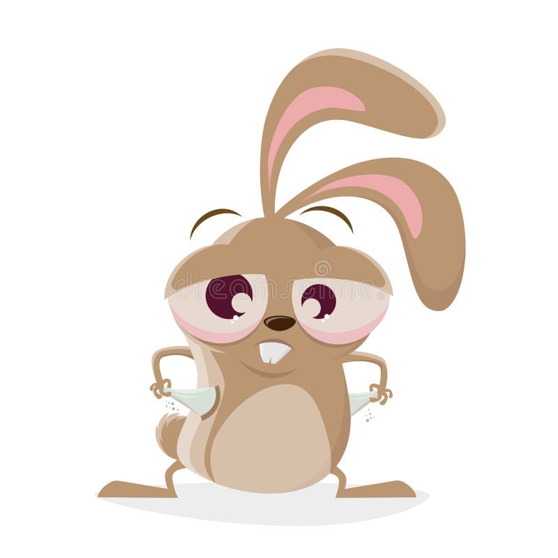 Funny Illustration of a Poor Cartoon Rabbit with Empty Pockets Stock ...