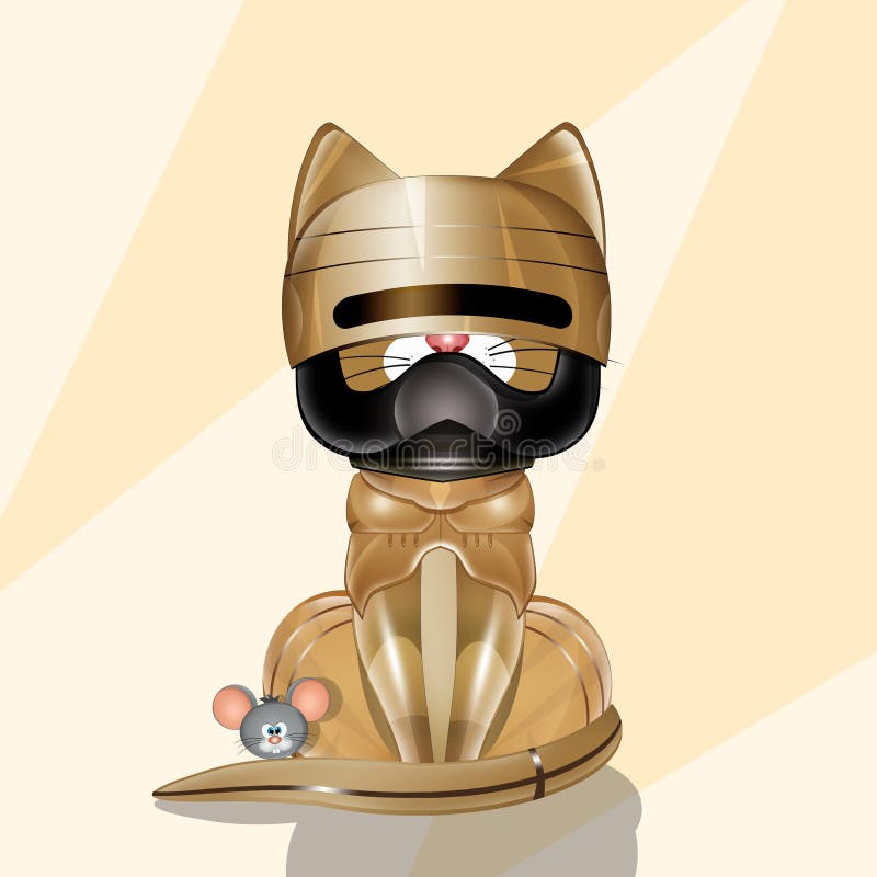 Illustration of robot cat stock illustration. Illustration of beard ...
