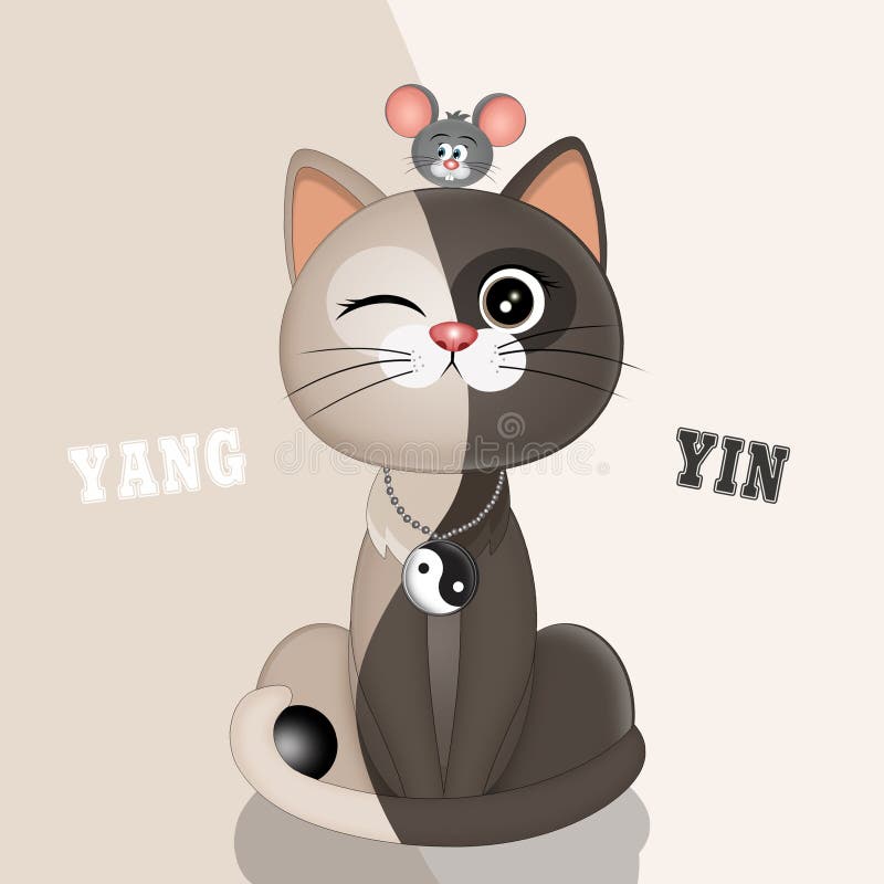 Funny Illustration of Zen Cat Stock Illustration - Illustration of ...