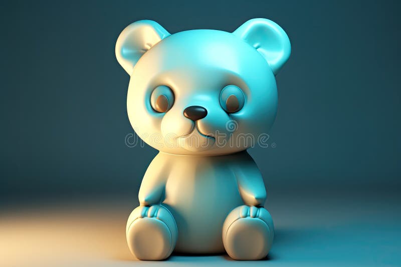 Funny Image of a 3D Cartoon Bear in Blue and Yellow Colors with a Blue ...