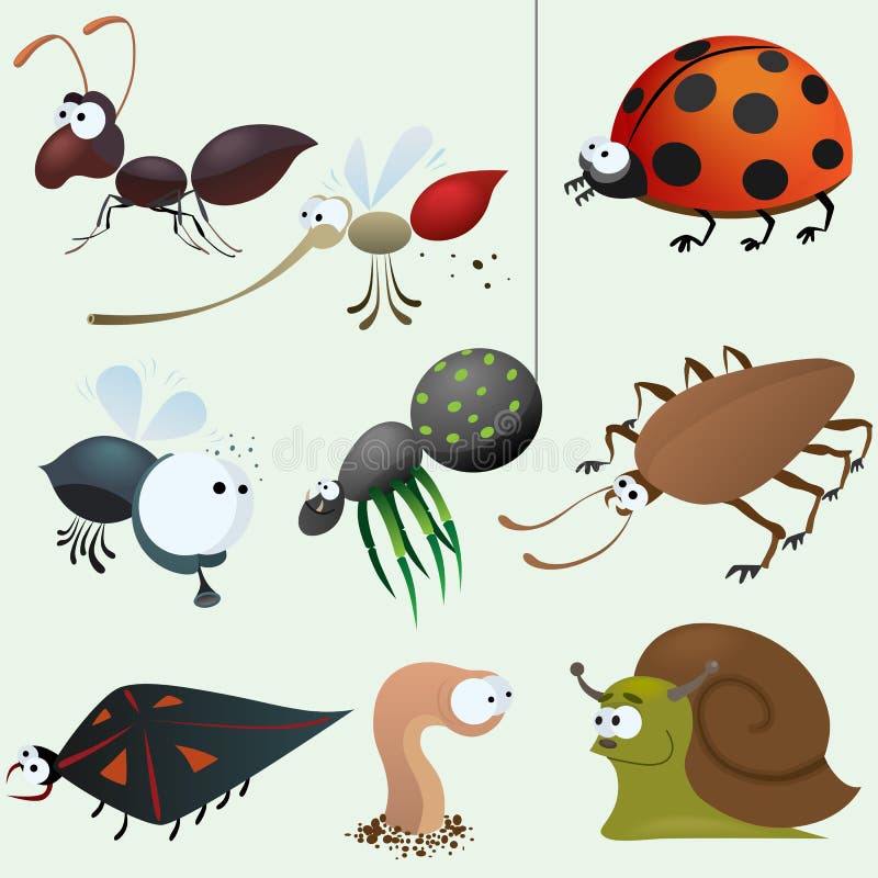 Funny insect set stock vector. Illustration of natural - 19286056