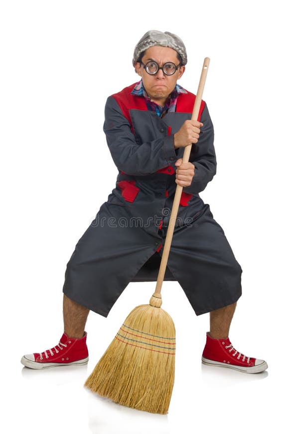 Funny janitor isolated stock photo. Image of humourous - 44546648