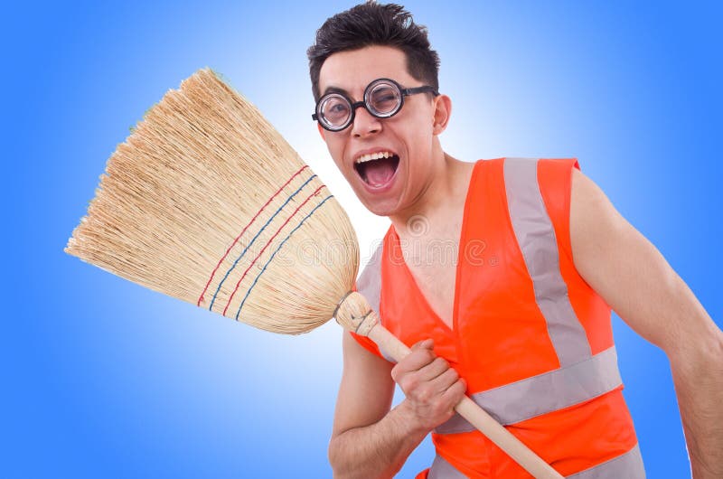Funny janitor isolated stock photo. Image of janitor - 46602366
