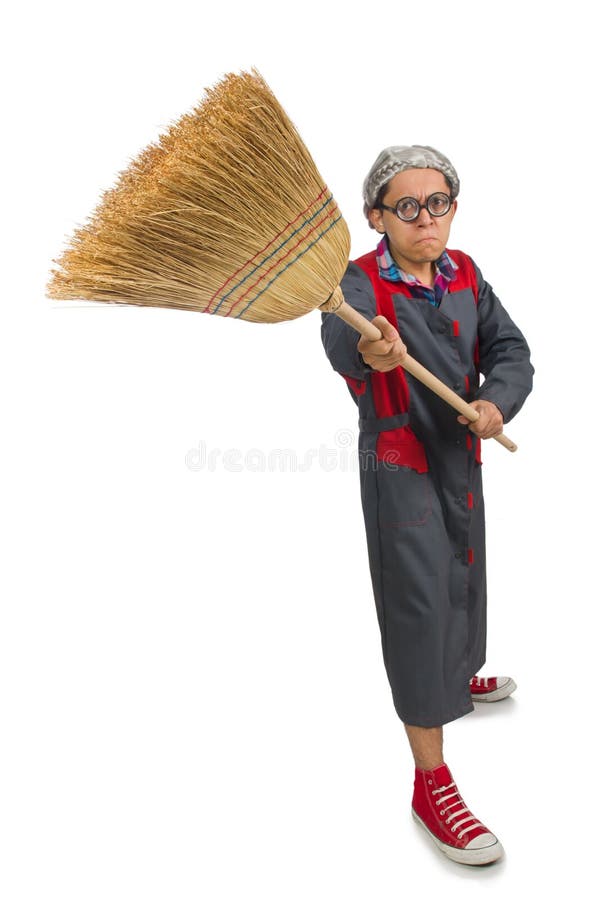 Funny janitor isolated stock image. Image of occupation - 46631989