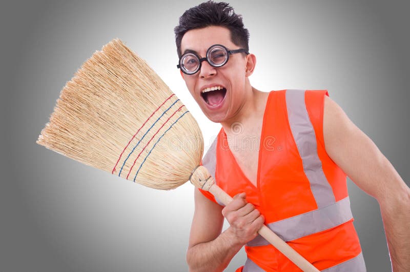 Funny janitor stock image. Image of cleaning, cleaner - 45975461