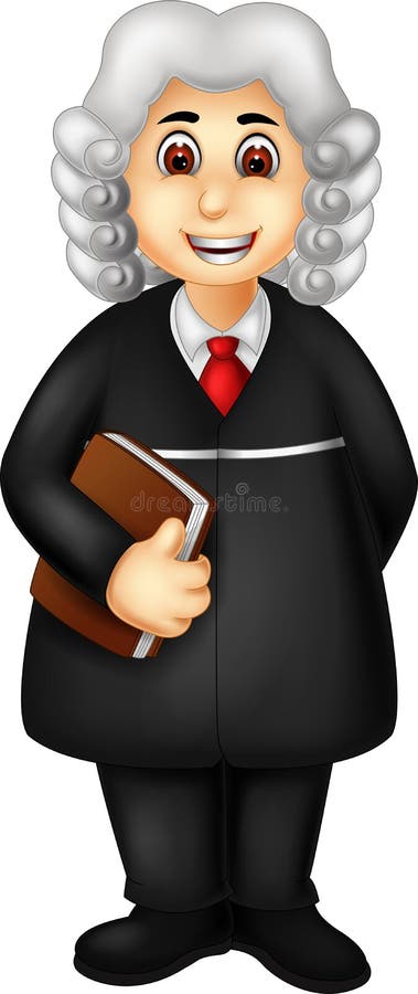 Funny Judge Cartoon Standing Bring Book with Smile Stock Illustration ...