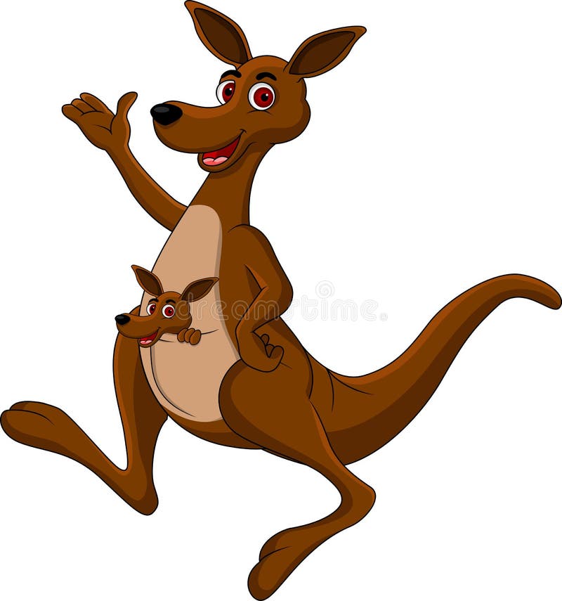 Wallaroo Encounter. Cartoon Animals Vector. Mother Kangaroo with Her ...