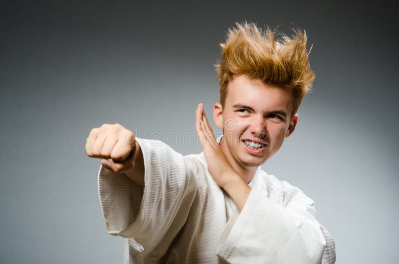 Funny Karate Fighter Wearing Stock Image - Image of humour, defense ...
