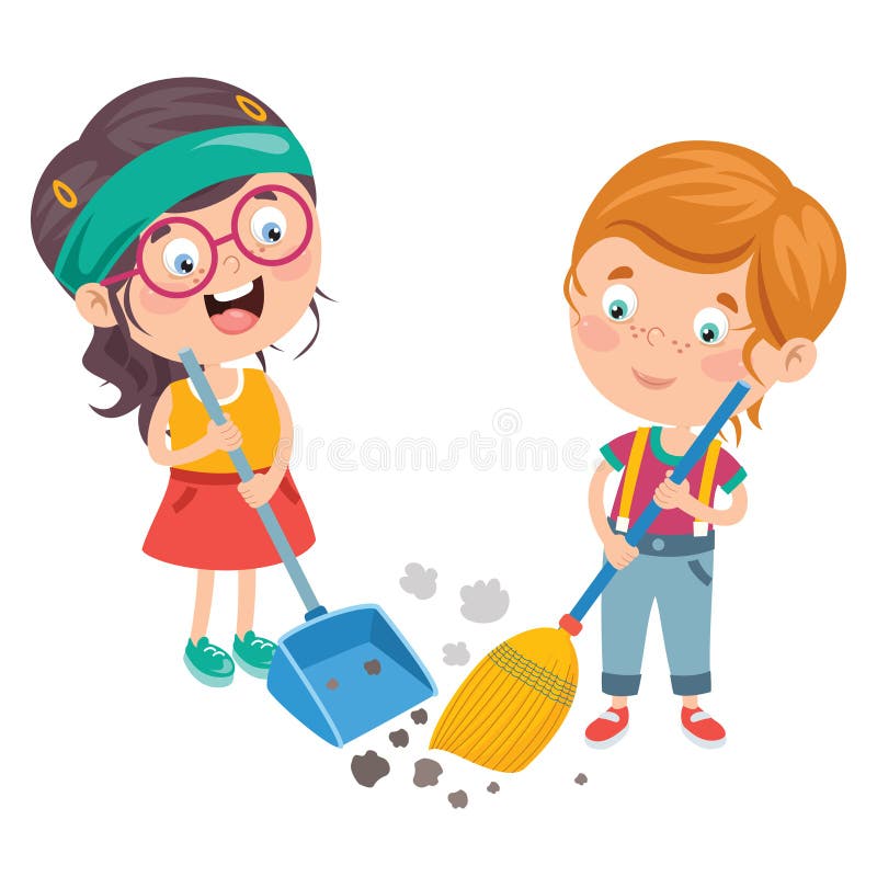 Boy Sweep Floor Stock Illustrations – 212 Boy Sweep Floor Stock ...