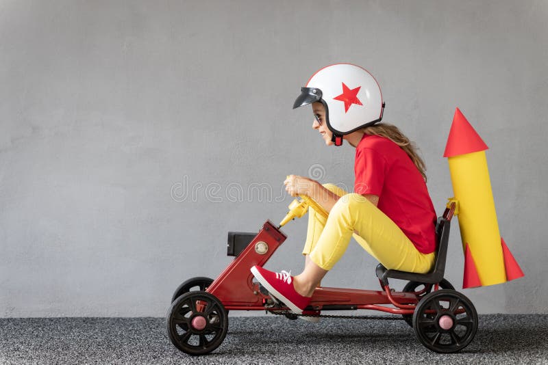 Funny Kid Driving Racing Car Stock Image - Image of goal, portrait ...