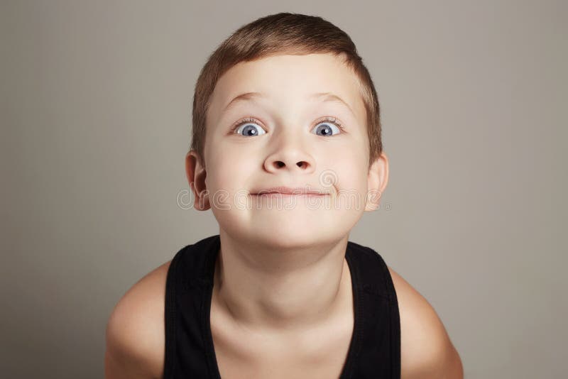Funny Kid Looking at Camera Stock Photo - Image of blue, model: 102195846