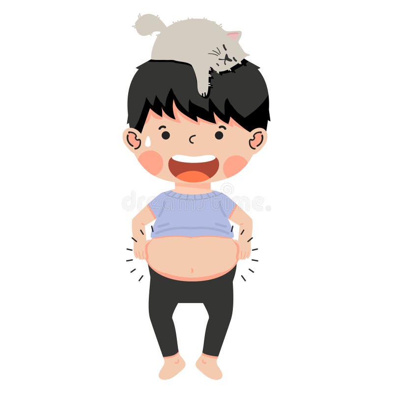 Funny Kid Overweight Kid Cartoon Stock Vector - Illustration of ...