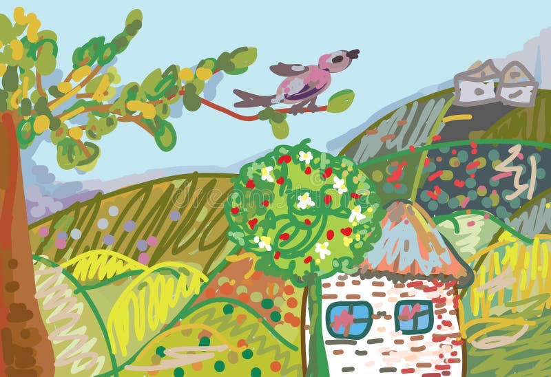 Childish Drawing stock vector. Illustration of cute, scribble - 11123977