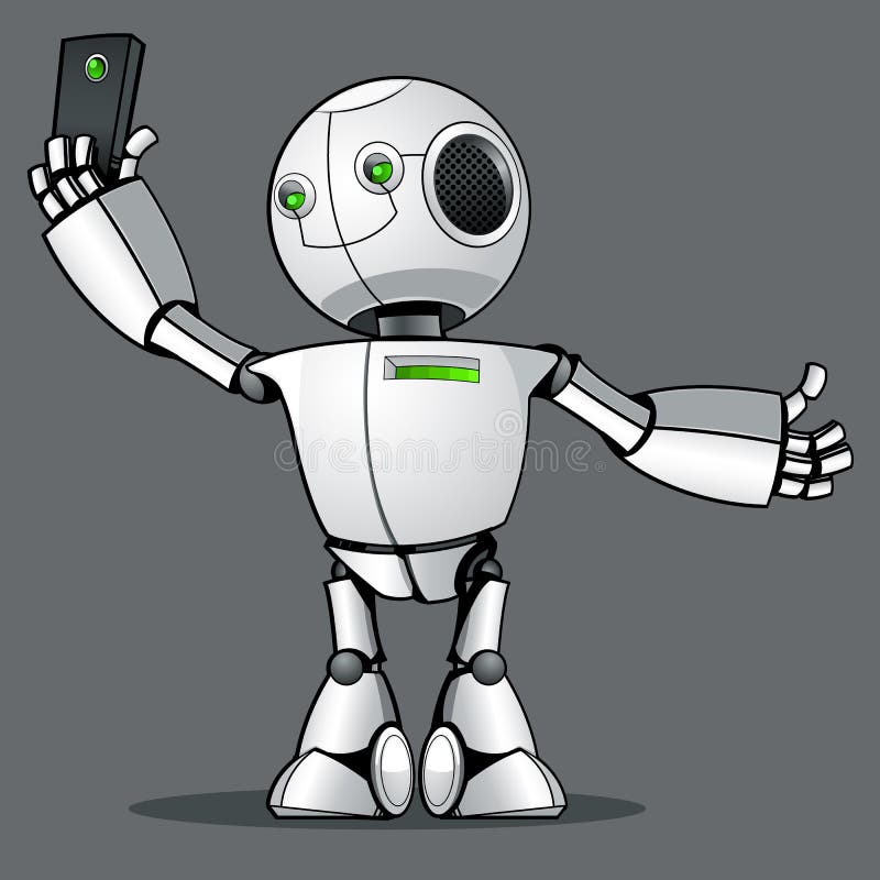 Funny Kid Robot, Does Selfie on the Phone. Stock Vector - Illustration ...