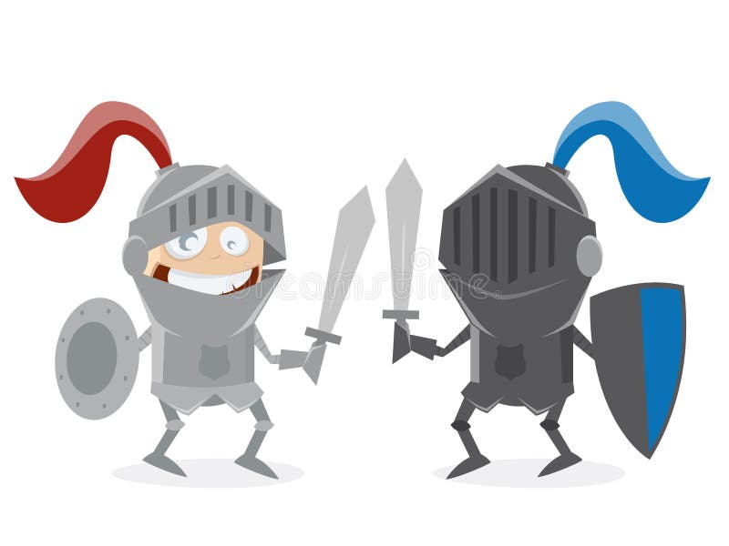 Funny Knights Fighting Against Each Other Stock Vector - Illustration ...
