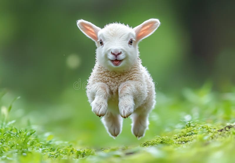 Funny Lamb Jumping. Cute Farm Animals Stock Illustration - Illustration ...