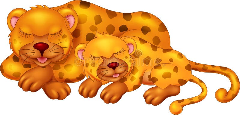Funny Leopard Cartoon Sleeping with Smile Stock Illustration ...