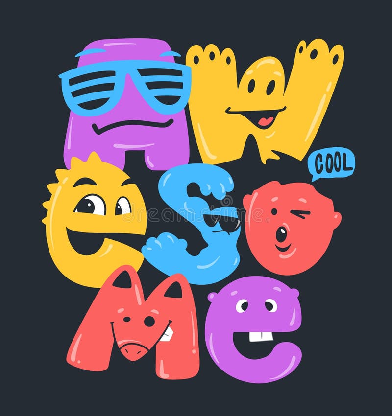 Funny Letters, Shirt Print, Vector Design Illustration Stock Vector ...