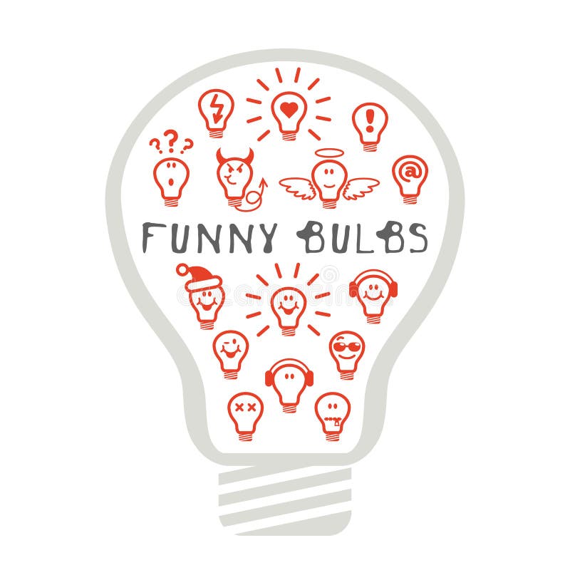 Funny light bulbs stock vector. Illustration of emotion - 66296152