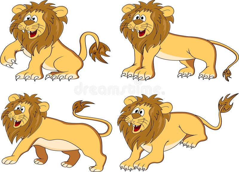 Funny lion collection stock vector. Illustration of exotic - 23429508