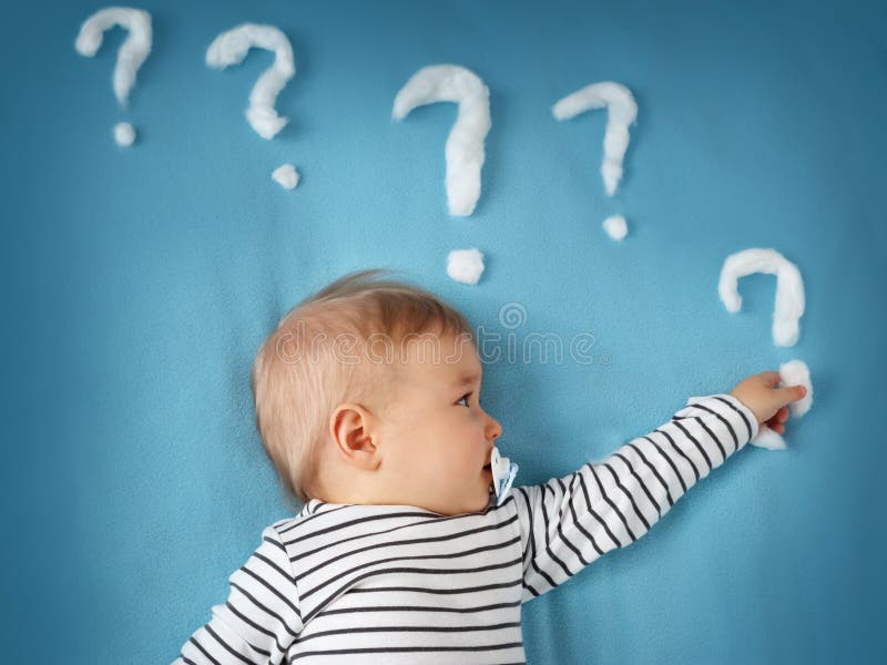 Funny Little Boy with Lots of Question Marks Stock Image - Image of ...