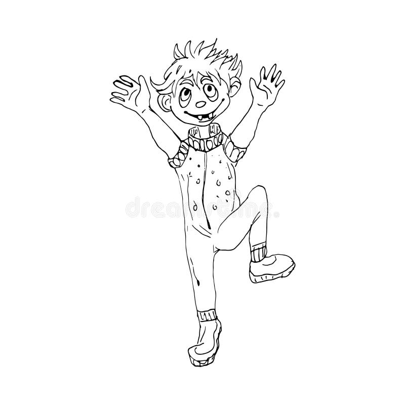 Funny Little Boy Making His First Steps. Vector Sketch Illustration ...