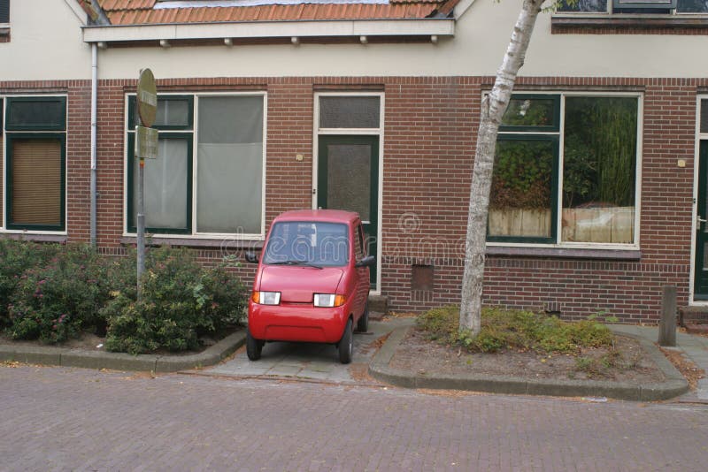 Funny Little Car in Front of the Front Door Stock Photo - Image of ...