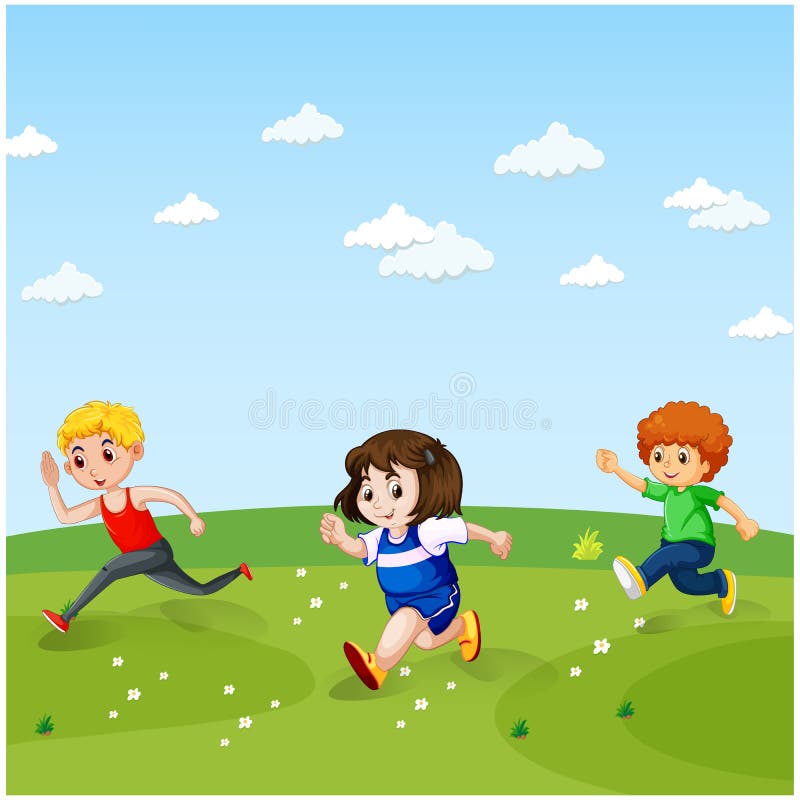 Little Children Running Outside Stock Illustrations – 211 Little ...