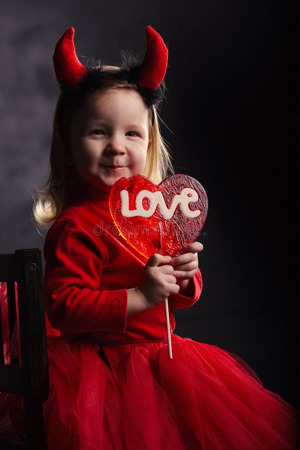 Funny Little Devil on Dark Background Stock Image - Image of face ...