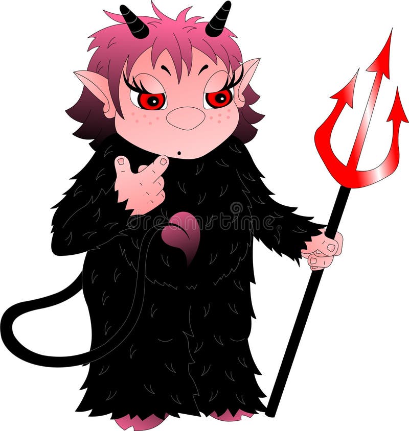 Funny Little Devil with Little Horns Stock Vector - Illustration of ...