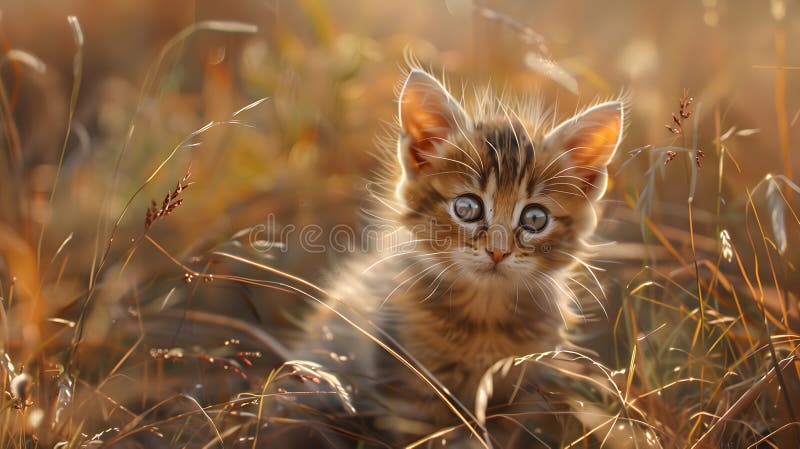 Funny Little Kitten Just Playing Stock Illustration - Illustration of ...
