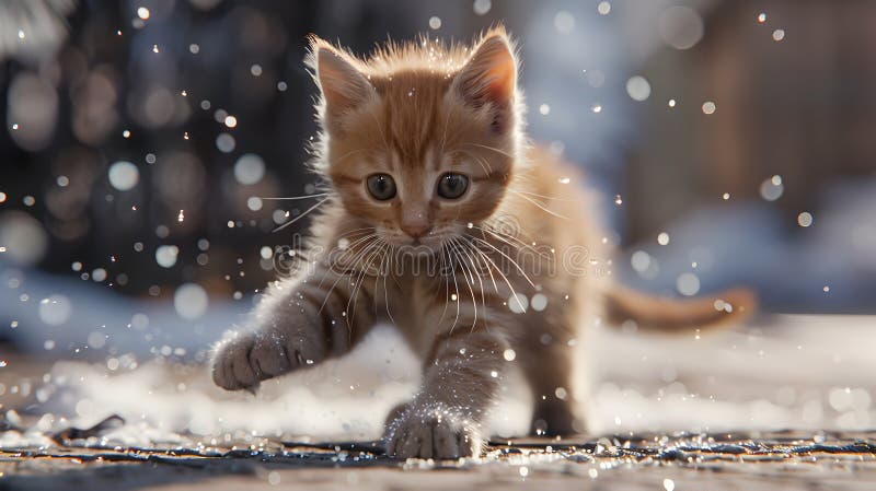 Funny Little Kitten Just Playing Stock Illustration - Illustration of ...