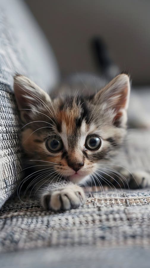 Funny Little Kitten Just Playing Stock Illustration - Illustration of ...