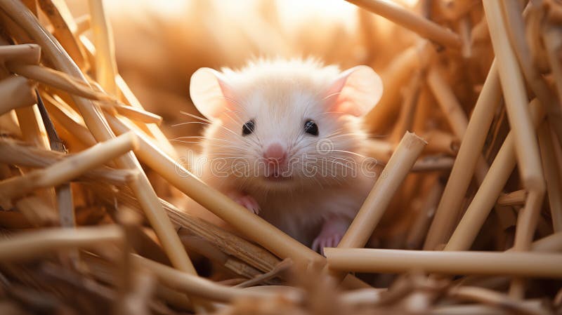 Funny Little Mouse in Straw Stock Illustration - Illustration of mammal ...
