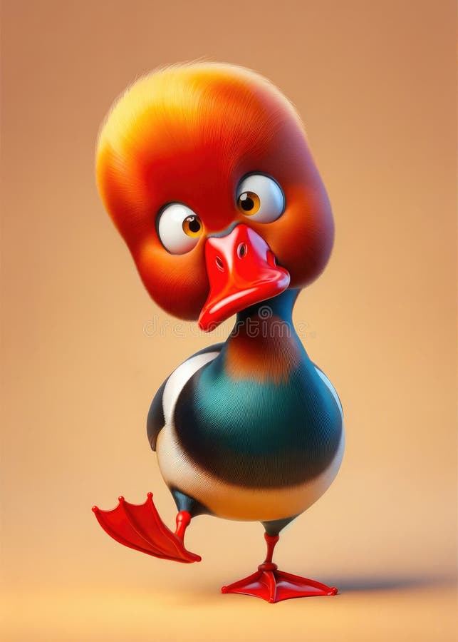 Funny little red duckling stock illustration. Illustration of happiness ...