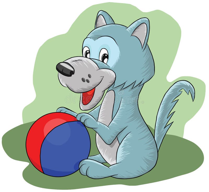 Funny Little Wolf Playing Ball Stock Illustrations – 8 Funny Little ...