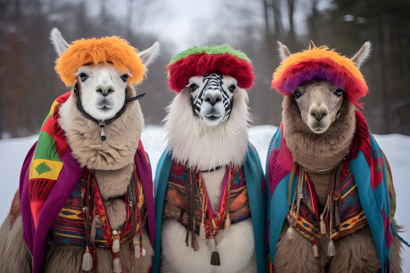 Funny Llamas, Llama Clothes, Funny Winter Clothes Stock Illustration ...