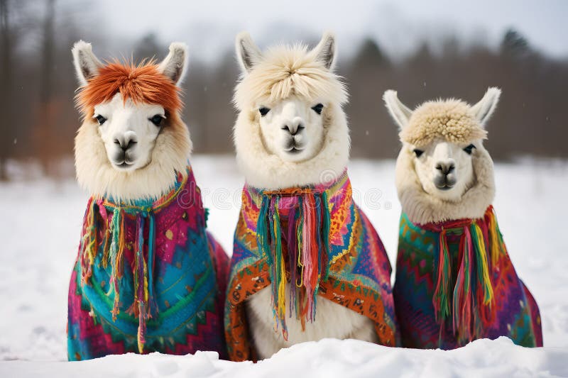 Funny Llamas, Llama Clothes, Funny Winter Clothes Stock Illustration ...