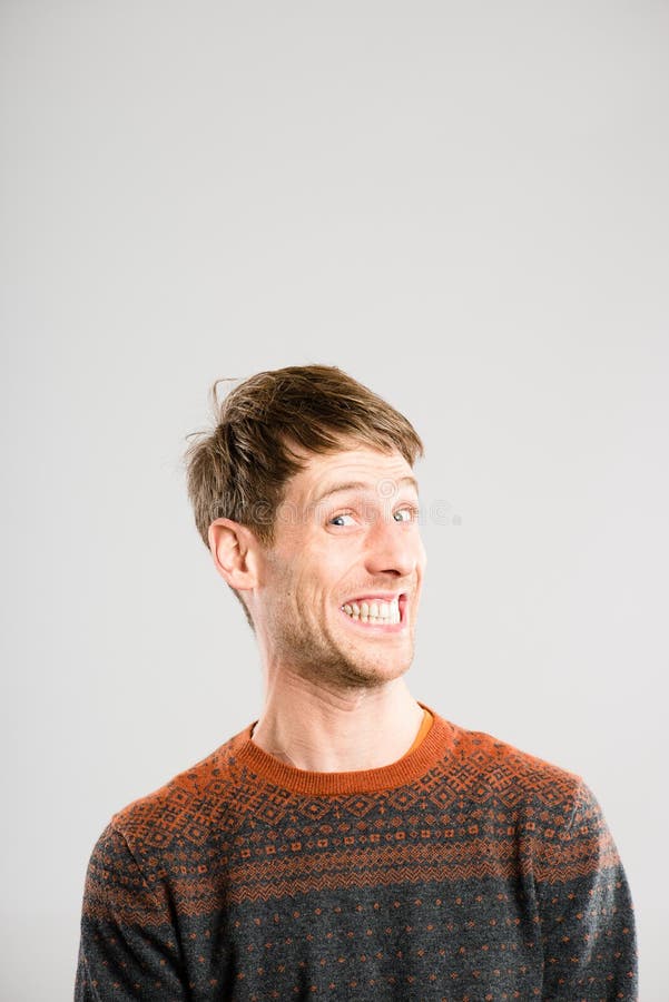 Funny Man Portrait Real People High Definition Grey Background Stock ...