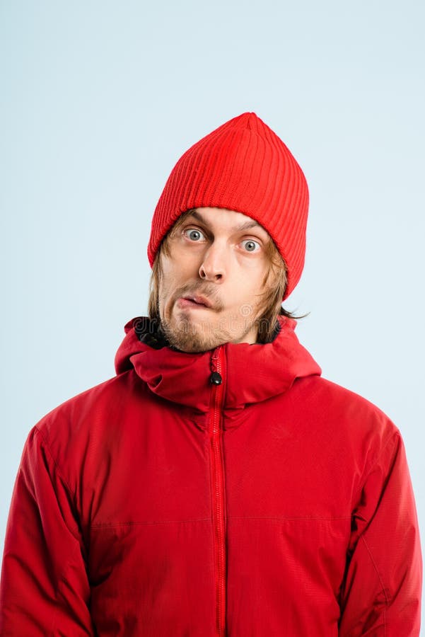 Funny Man Portrait Real People High Definition Blue Background Stock ...