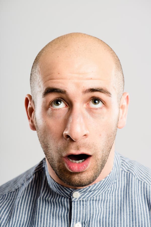 Funny Man Portrait Real People High Definition Grey Background Stock ...